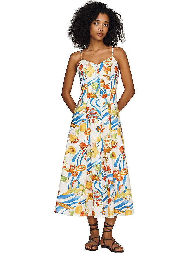 MOON RIVER Moon River Printed Cotton A-Line Dress